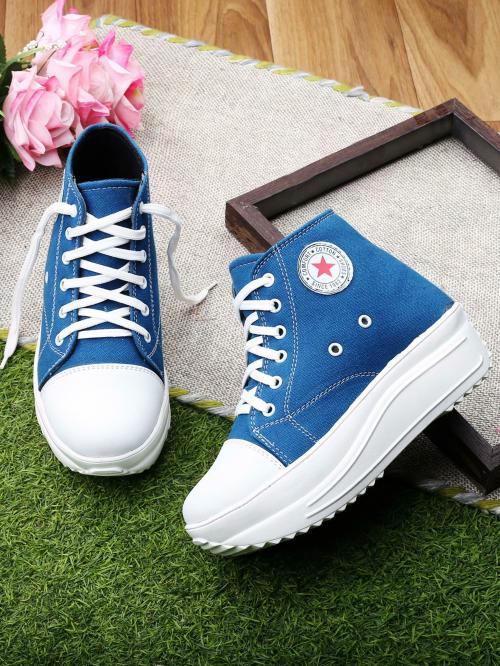 Buy Mr. Wonker Blue Colourblocked Deziner Casual Shoes for Women Online ...