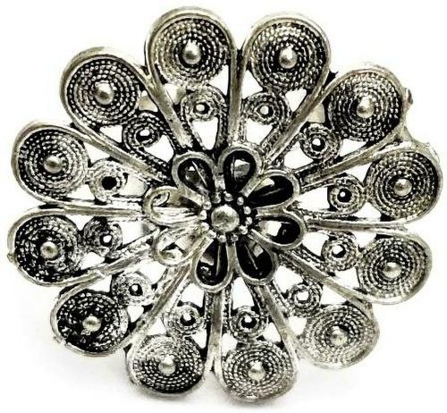 Buy Yash Jewels Emporium Silver-Plated Brass Adjustable Classic Ring ...