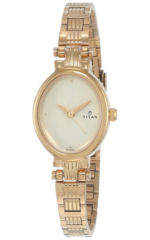 Buy Titan Analog Dial White Band Gold Watch-Nl2535Ym01 For Womens ...