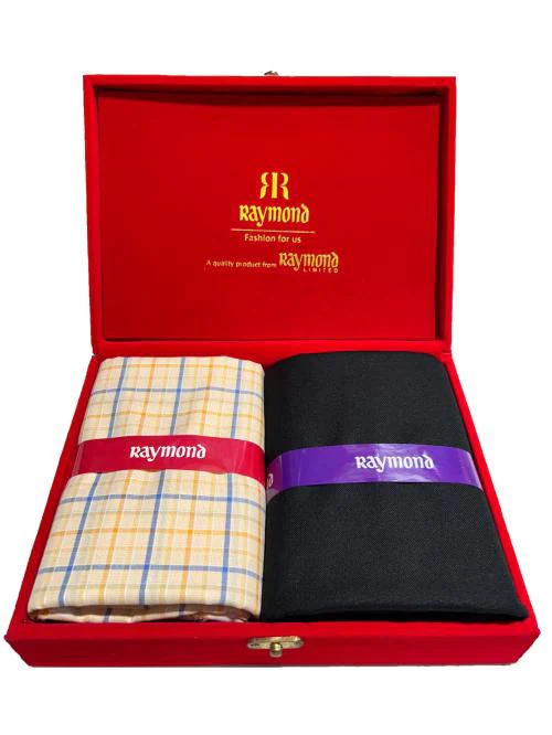 Buy Raymond Polycotton Checkered Shirt & Trouser Fabric in Velvet Box ...