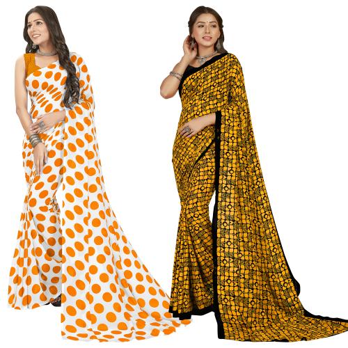 Buy Anand Women Multicolor2 Self Design Pattern Georgette Pack of 2 ...