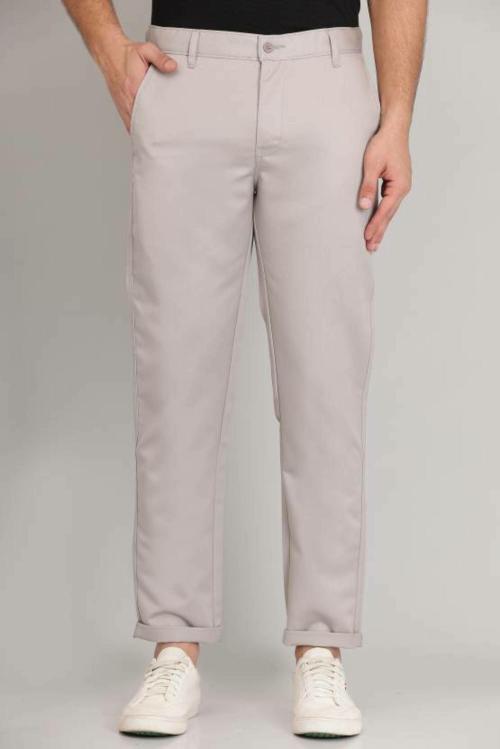 Buy CYPHUS Men Slim Fit Grey Cotton Blend Trousers Online at Best ...