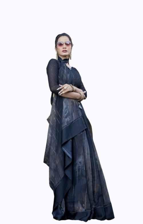 Buy TRIVENI Blue Chiffon Solid, Color Shade Saree Online at Best Prices ...