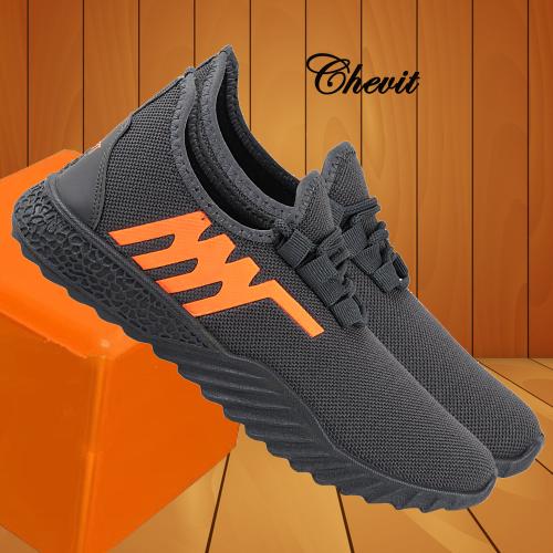 Buy Chevit Casual Sports Grey & Orange Sneakers For Men Online at Best ...
