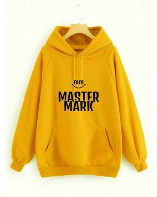 Buy Master Mark Men and Women Printed Fleece Hooded Yellow Sweatshirt ...
