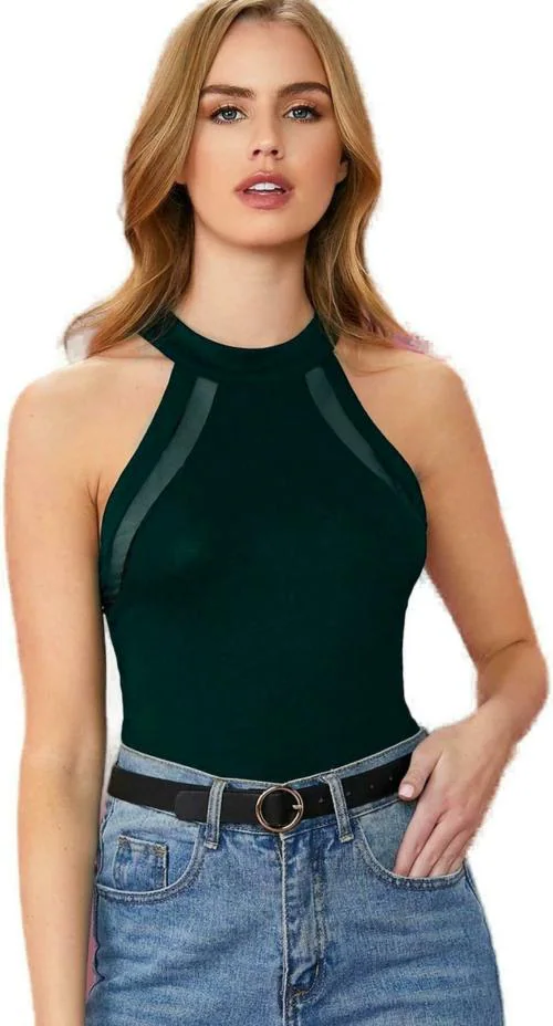 Buy Elyraa Green Color Block Polyester Women's Tops Online at Best ...
