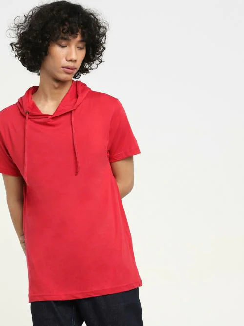 Buy Bewakoof Men's Auro Red Round Neck Short Sleeve Oversized T-shirt ...