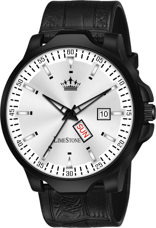 Buy LIMESTONE Analog Silver Dial Black Strap Watch For Men (LS3002 ...