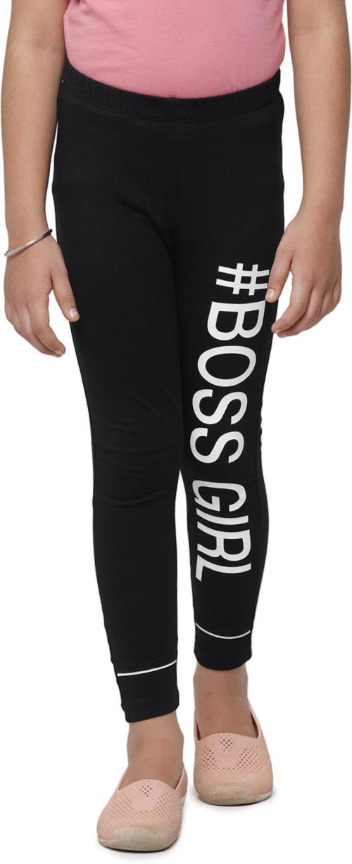 Buy De Moza Girls Black Printed Cotton Blend Legging (8-9 Years) Online ...
