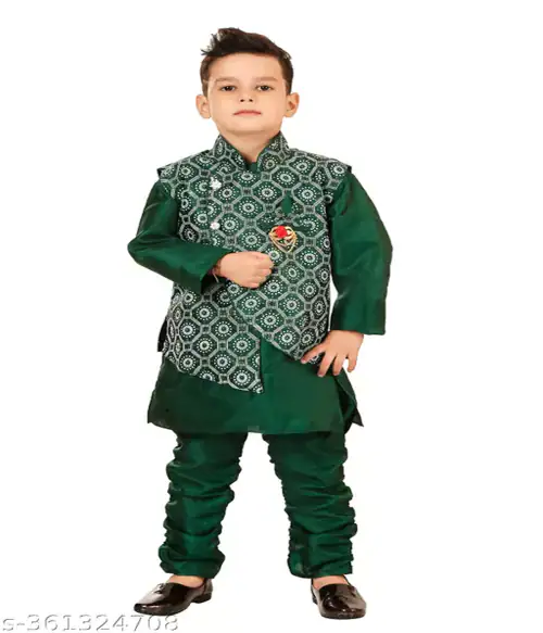 Buy ZARINE CREATION Agile Classy Kids Boys Kurta Sets -SIZE-2-3Y-Green ...