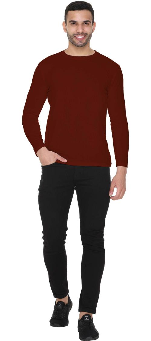 Buy RYTONZ Men Solid Round Neck Poly Cotton Maroon T-Shirt Online at ...