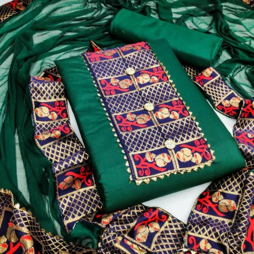 Buy GURHAL Embroidered Cotton Unstitched Dress Material Green Online at ...
