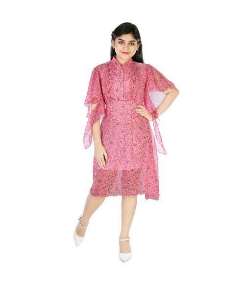 Buy CELEBRITY CLUB Georgette Pink Summer NA Georgette Frock Online at ...