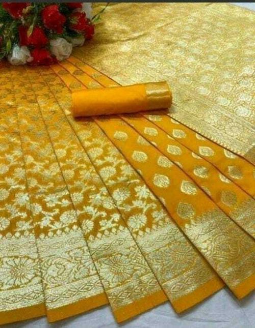 Buy Prajval Women Yellow Woven Jacquard and Pure Silk Kanjivaram Saree ...