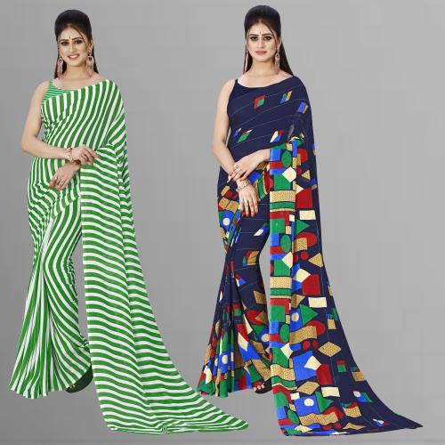 Buy Anand Women Multicolor2 Self Design Pattern Georgette Pack of 2 ...