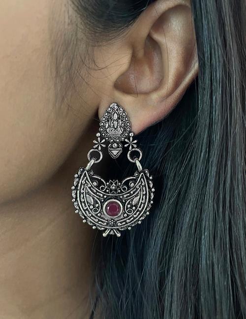 Buy Ayesha Ethnic Oxidized Red Rhinestone Drop Earrings Online at Best ...