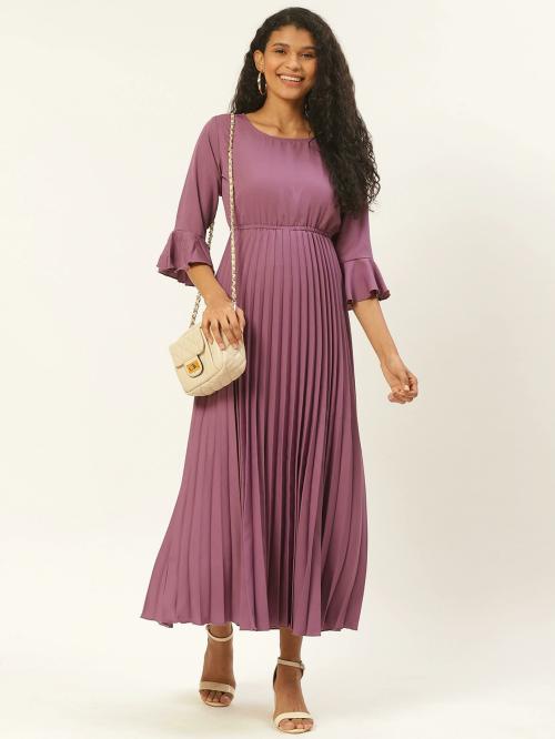 Buy U&F Women Purple Solid Crepe Single Dress Online at Best Prices in ...