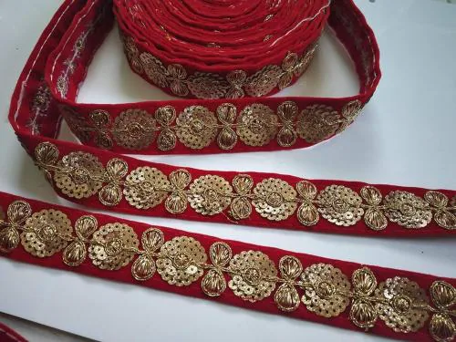Buy Craft 'o' Cut Aarushi Creations Red Lace with Flower Design for ...