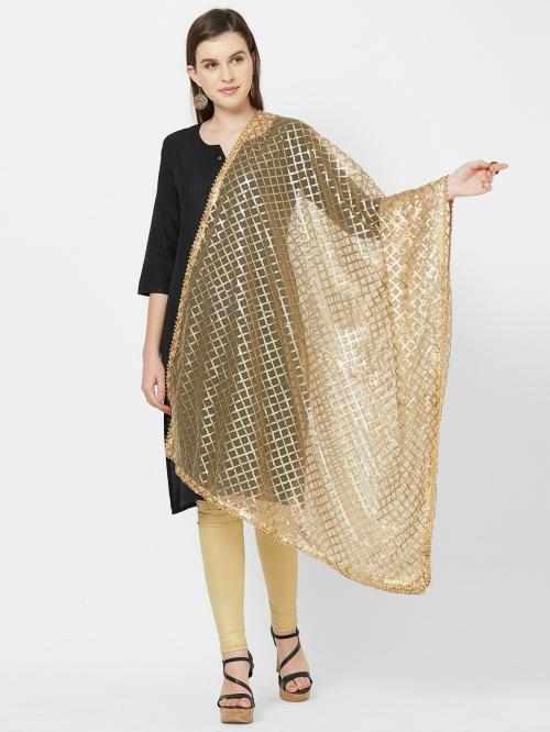 Buy Dupatta Bazaar Women Gold Embellished Cotton Blend Dupatta Online ...