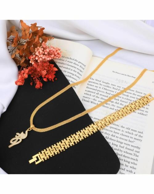 Buy VITA BELLA Fashion Gold Plated Brass Chain Set (Men and Boys) (Pack ...