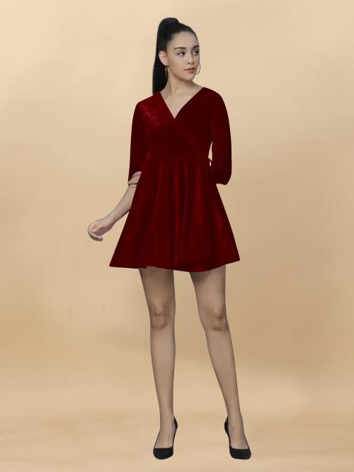Buy JULEE Women's Velvet Fit and Flare Dress Online at Best Prices in ...