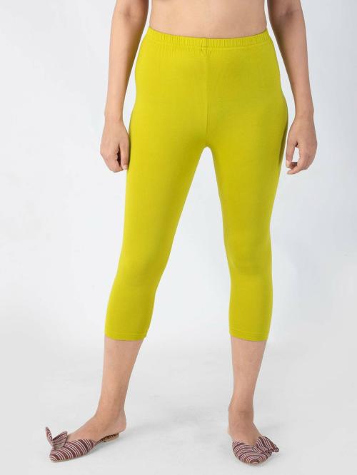 Buy Indian Flower Women Light Green Capri Leggings Online at Best ...