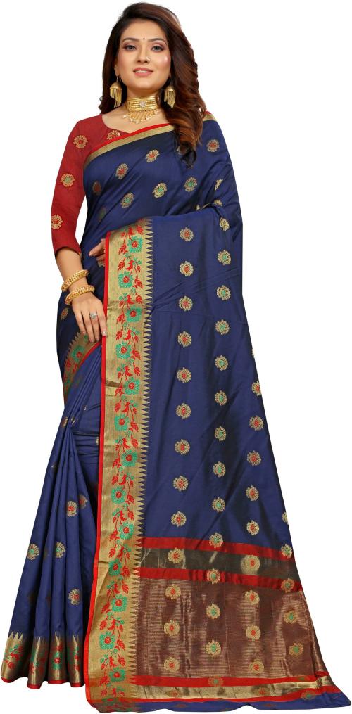 Buy NS World Women Blue Floral Jacquard Sarees Online at Best Prices in India - JioMart.