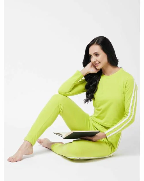 Buy Vvoguish Women Neon Green Color Top & Pyjamas Set Online at Best ...