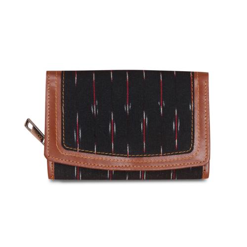 Buy ZOUK 100% PeTA Approved Vegan Leather Ikat GreRed Print Three Fold ...