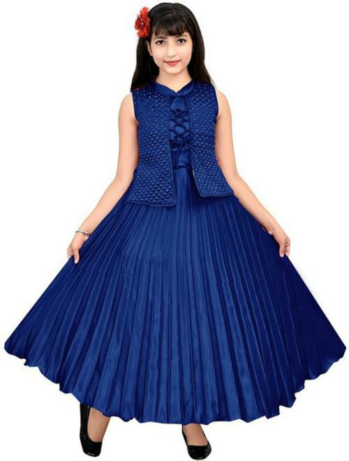 Buy AYUB FASHION Girls Navy Blue Solid Satin Gown Dress (10-11Y) Online at Best Prices in India ...