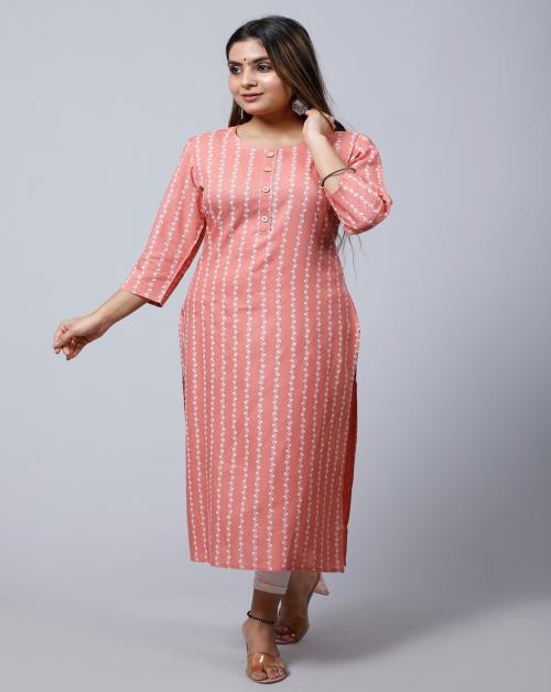 Aizza Trends Women's Rayon Febric Printed Straight Kurta Pink - JioMart