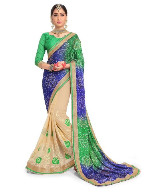 Buy Tira Women partywear Faux Georgette Multi Color saree for women fastive look saree / saree ...
