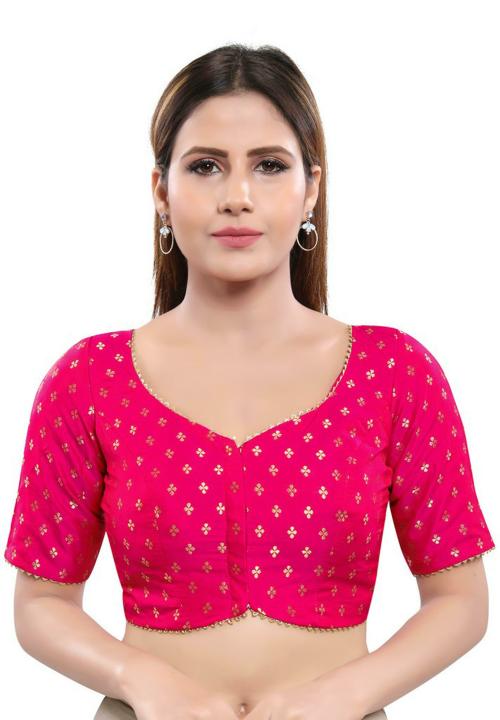 Buy Salwar Studio Women's Pink Jacquard Readymade Saree Blouse Online at Best Prices in India ...