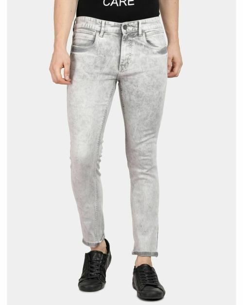 Buy LLAK Men Grey Washed Cotton Blend Jeans Size 28 Online at Best ...