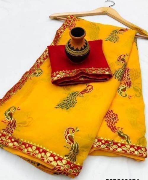 Buy Mansh the stylo..Women Yellow Printed, Digital Print Georgette ...