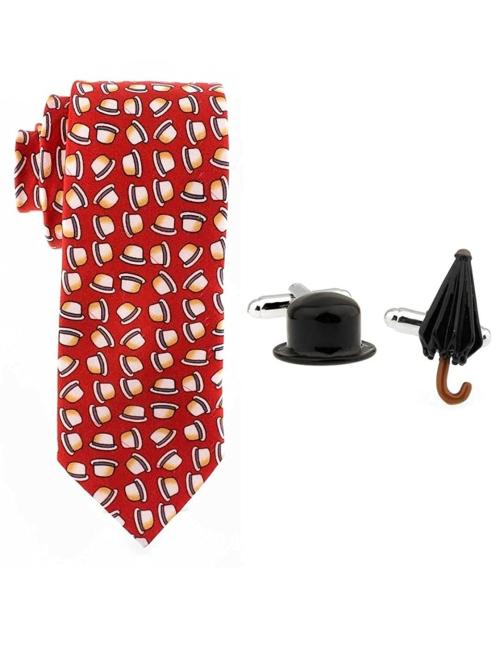 Buy The Tie Hub Red Silk and Brass Necktie and Cufflink Online at Best ...
