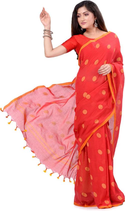 Buy Desh Bidesh Women Red Pure Cotton Polka Saree Online at Best Prices in India - JioMart.