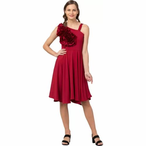 Buy Famiss fashion Women A-line Maroon Dress Online at Best Prices in ...