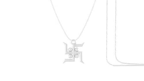 Buy Akshat Sapphire Pure Silver Spiritual Swastik Symbol Pendant With ...