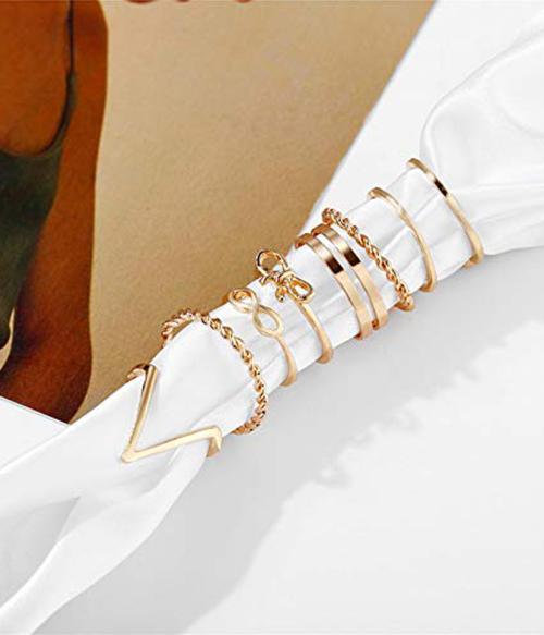 Buy Vembley Gold Plated Seven Piece Love Infinity Ring Set Online at ...