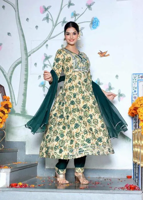 Buy Aazz Women's Rayon Embroidered Anarkali Kurta Set kurta Pant ...