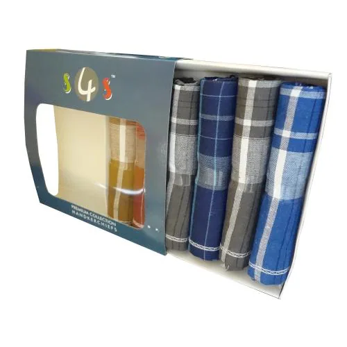 Buy S4S Men's 100% Cotton Premium Handkerchiefs Box Packing (Dark ...