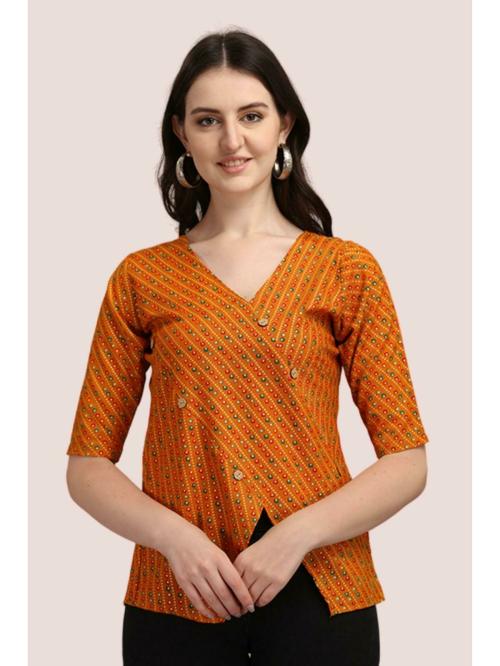Buy Derifa Orange Geometric Printed Wrap Top Online at Best Prices in ...