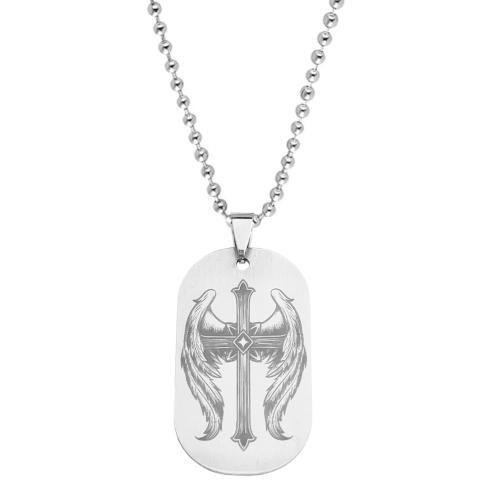 Buy M Men Style Lord Angle Wing Christan Jesus Cross Amen Silver ...