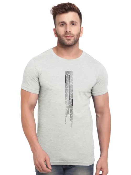 Buy BULLMER Men Grey Cotton Blend Printed Single T-shirt T Shirt For ...