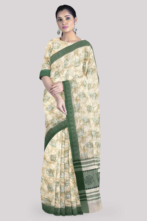 Buy KSR HANDLOOMS KERALA COTTON PRINT SAREE Online at Best Prices in ...