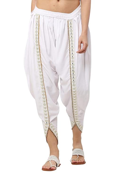 Buy ALAXENDER Harem Pant Dhoti For Women Solid Color Free Size (28 till 32) WHITE Online at Best ...