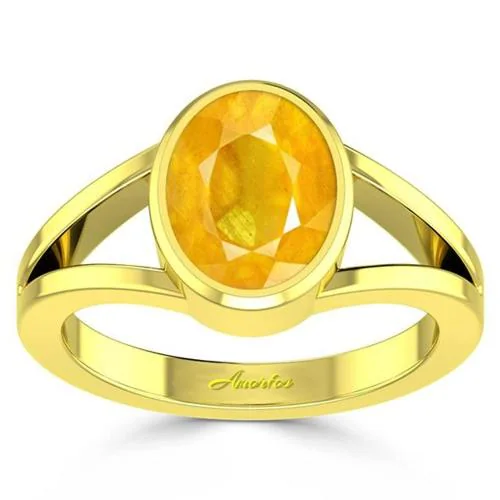 Buy Amorfos 4.25 Ratti Yellow Sapphire Stone Panchdhatu Adjustable Ring For Unisex Online at ...