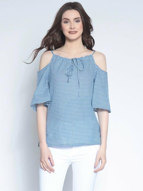 Buy Rare Women Blue Checkered Top Online at Best Prices in India - JioMart.