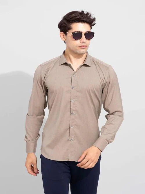 Buy MISCHIEF MONKEY Men's Solid Collar Casual Grey Color 100% COTTON Plain Shirt For men Online ...